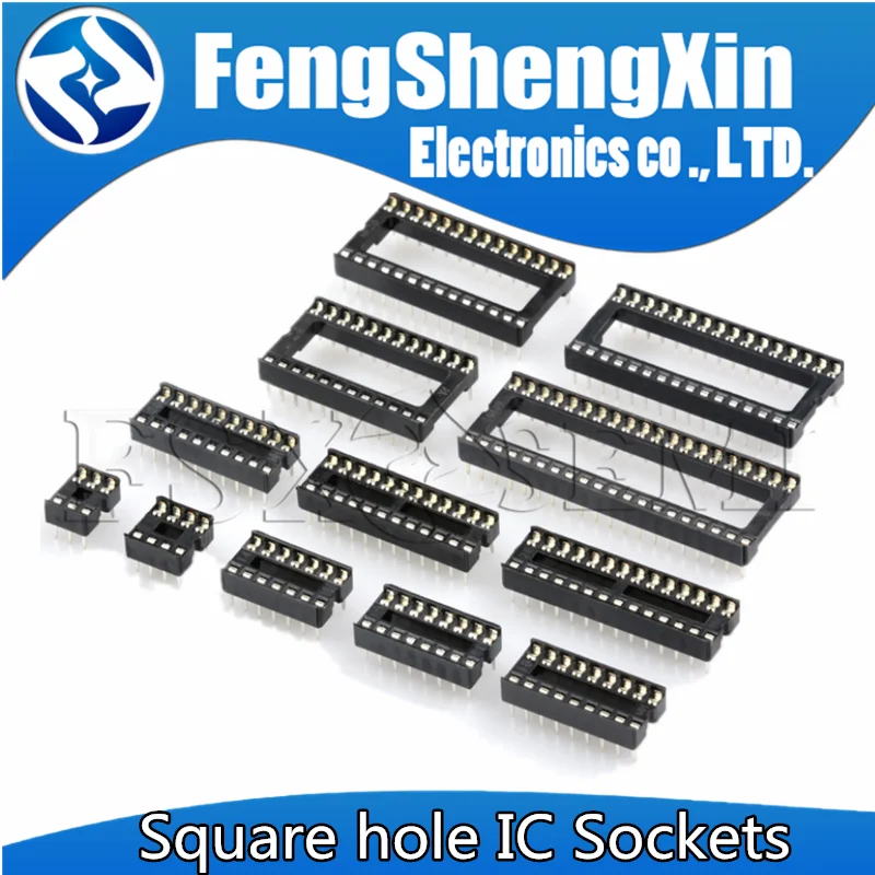 10pcs Square Hole Ic Sockets Dip6 Dip8 Dip14 Dip16 Dip18 Dip20 Dip28 ...