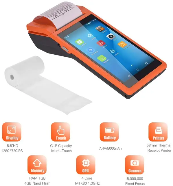 Loyverse POS Terminal PDA Android Handheld restaurant shop cash registers wireless bill machine ...