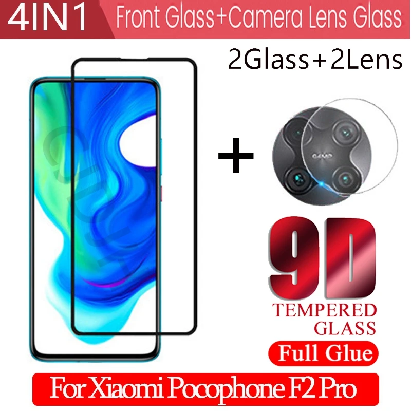 Câmera + vidro temperado 4 em 1 para xiaomi poco f2 pro, vidro protetor ...