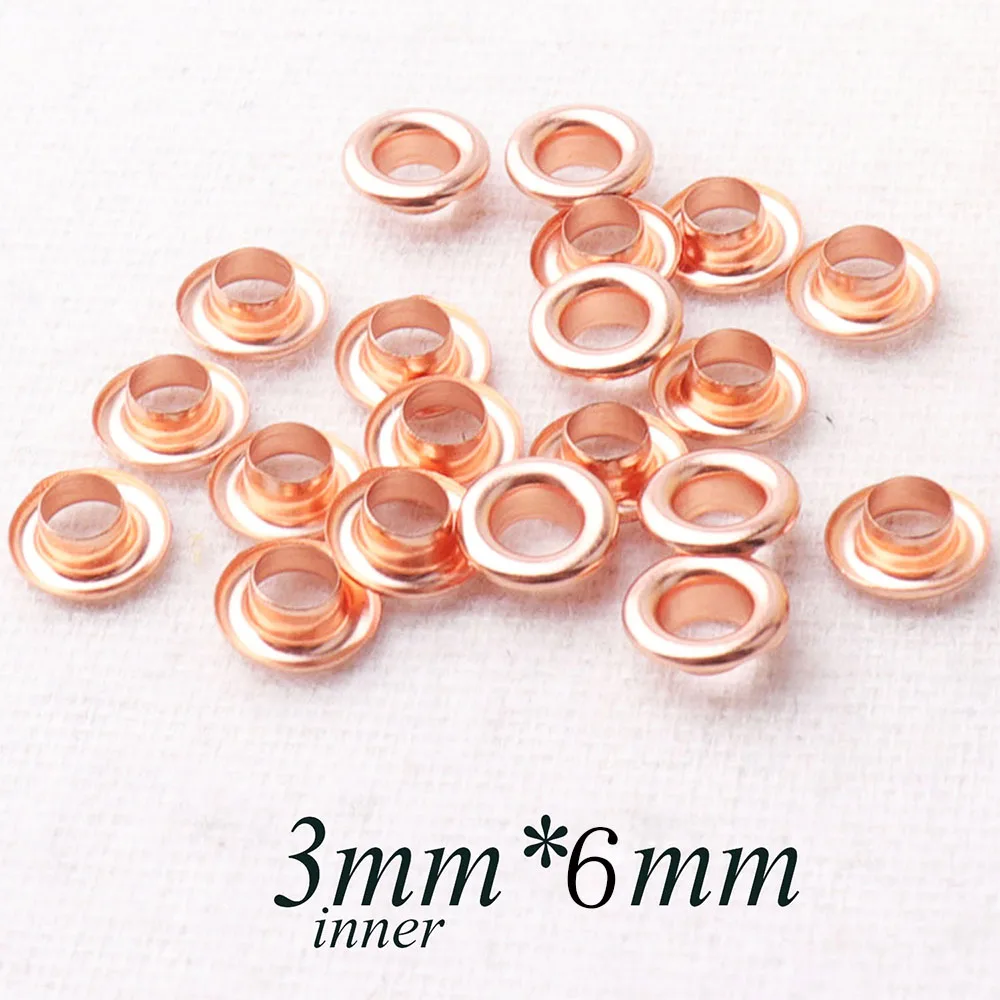 100-200pcs Rose Gold Metal Grommet Eyelets Round Purse Hole Sewing ...