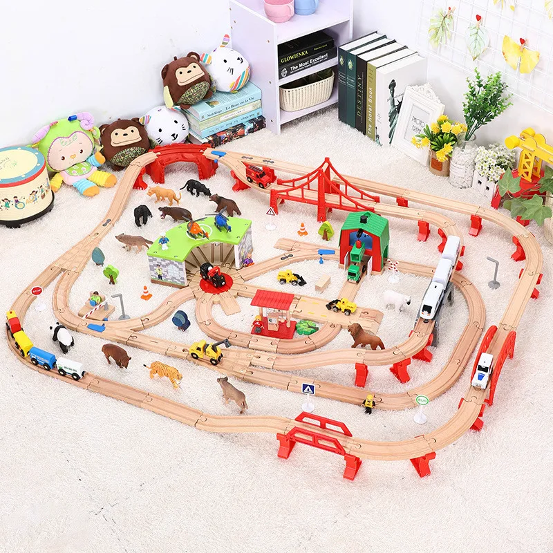 Dinosaur-Animal-Wild-Wooden-Train-Track-Toy-Set-Wood-Toy-Compatible-For ...