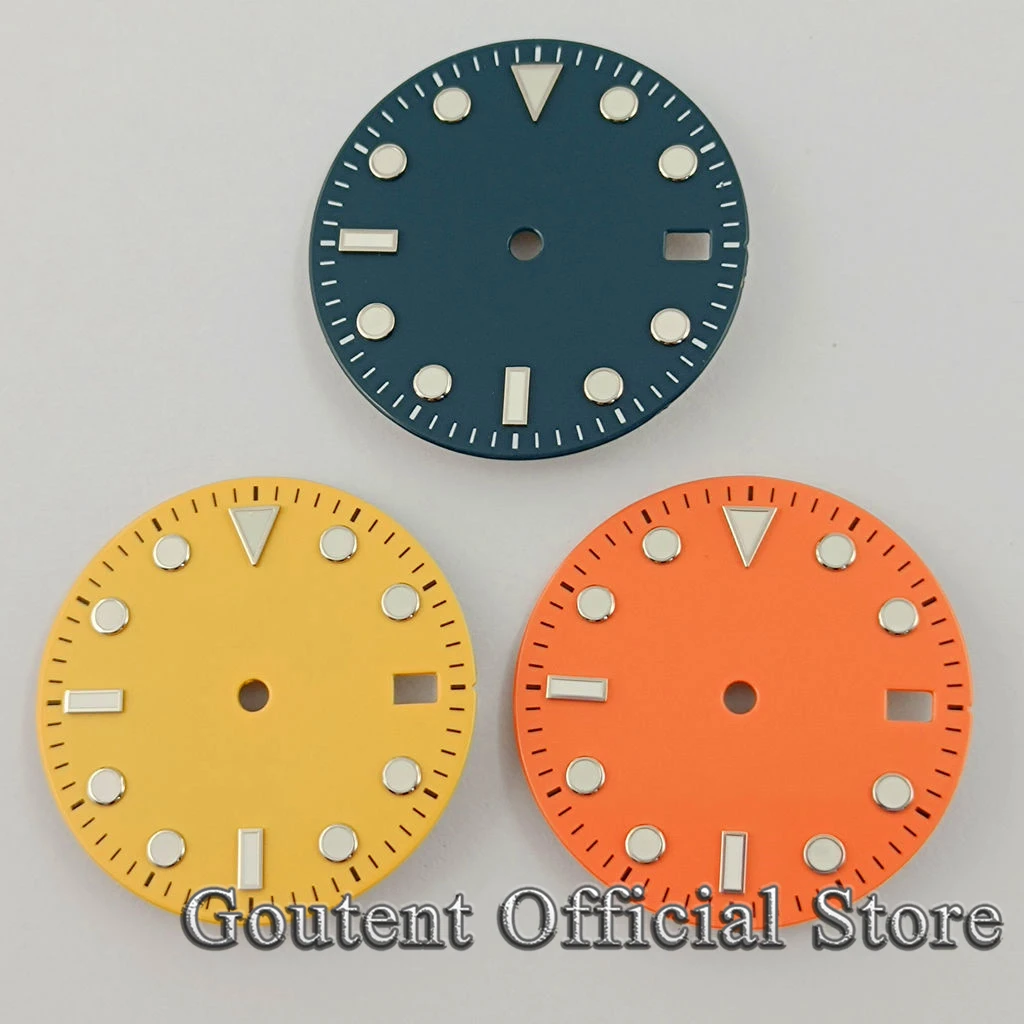 Goutent-29mm-Blue-Orange-Yellow-Sterile-Watch-Dial-Date-Fit-NH35-NH35A ...