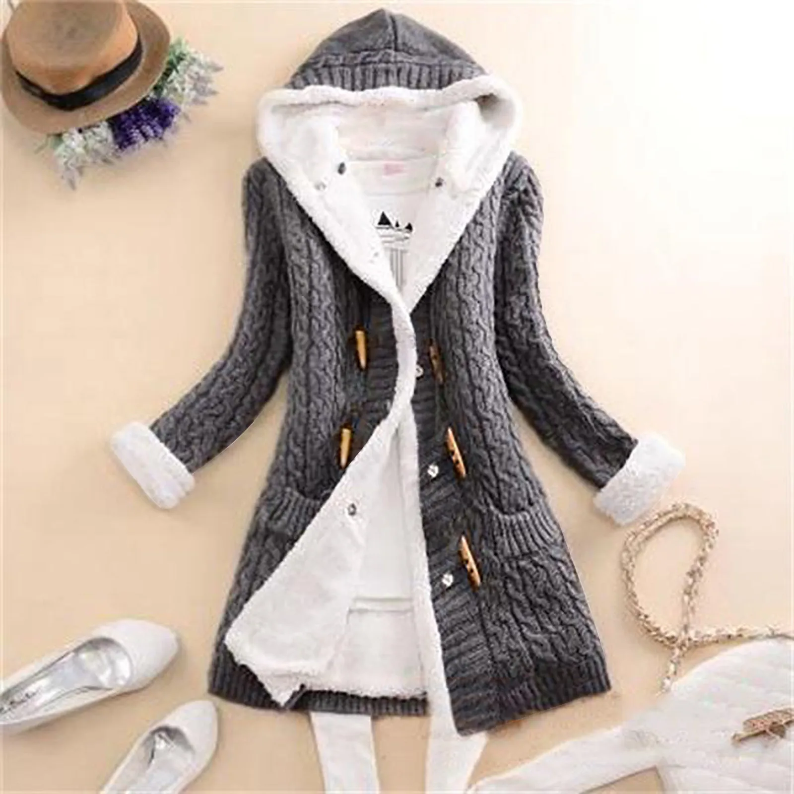 Women-Casual-Knit-Ox-Horn-Button-Coat-Long-Sleeve-Sweater-Cashmere ...