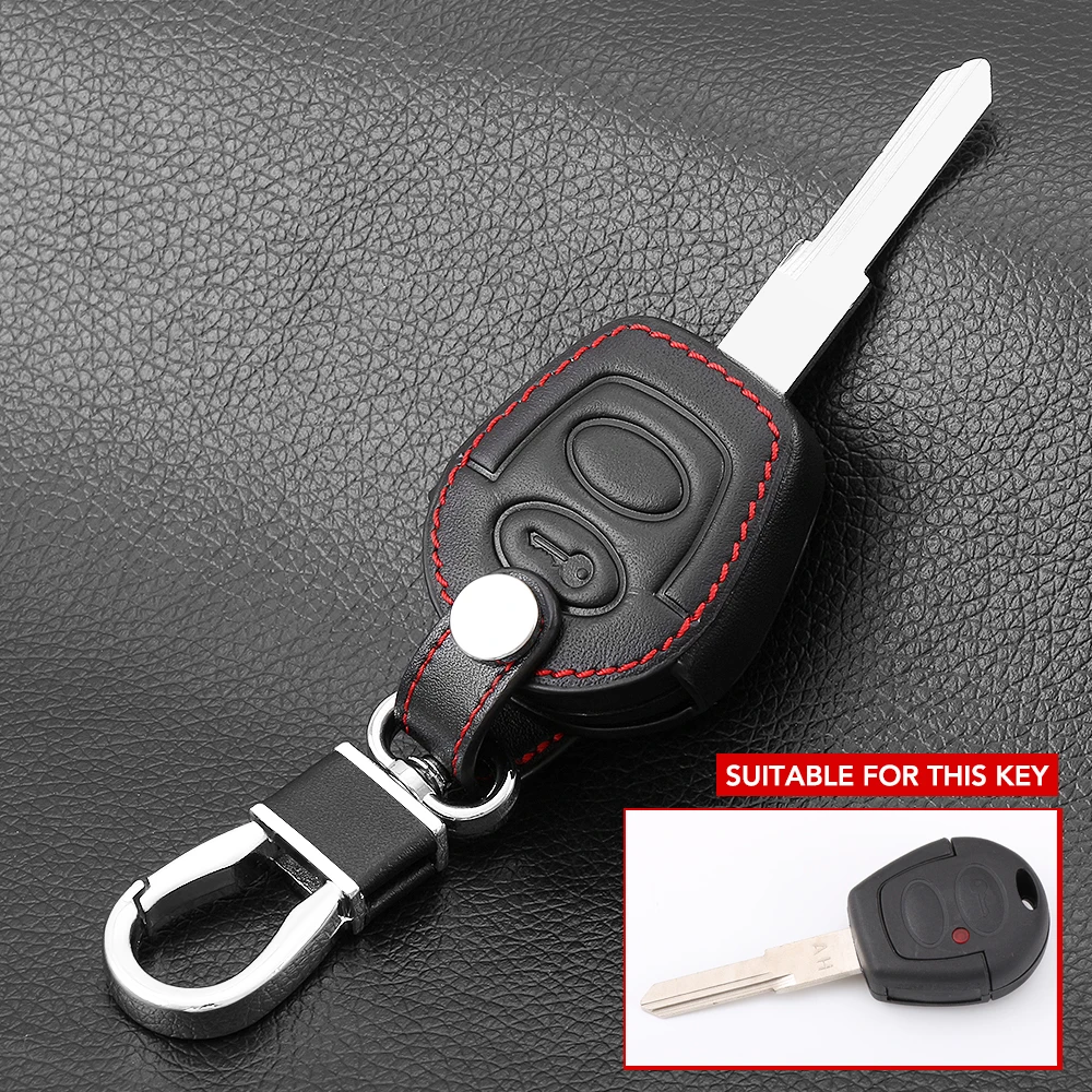 2 Button Remote Leather Key Cover Fob Case Fit For Seat Corboda Leon ...