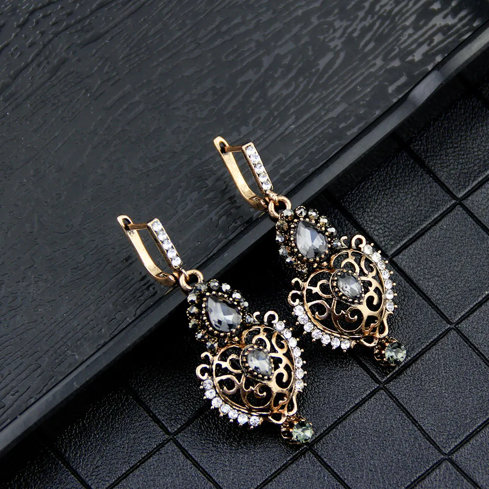 Sunspicems-Vintage-Turkish-Flower-Drop-Earring-For-Women-Antique-Gold ...