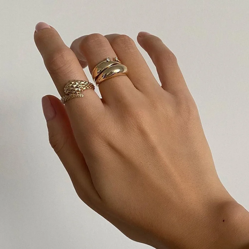 New Ins Vintage Classic Snake Ring Exquisite Gold plated Copper Animal Snake Rings For Women ...