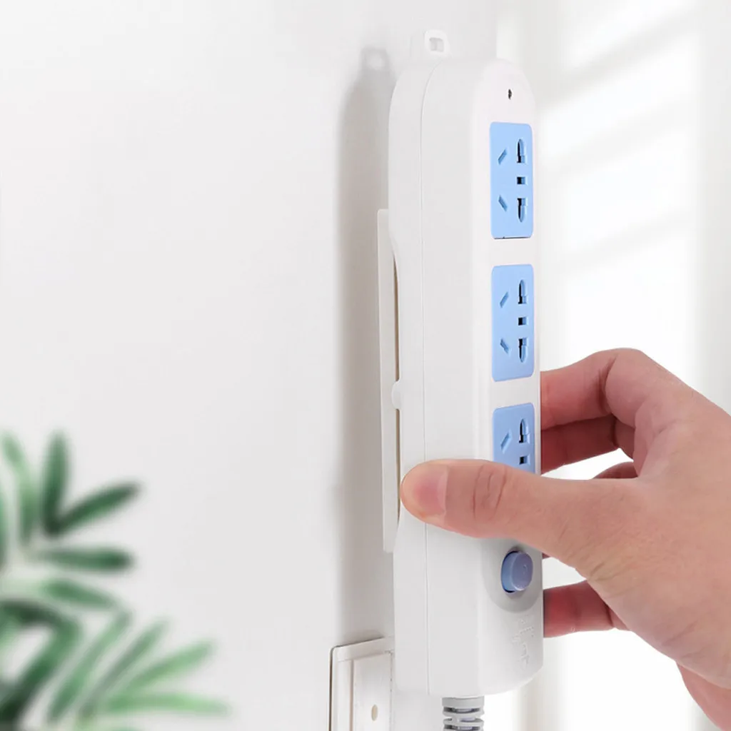 Seamless Punch free Plug Sticker Holder Wall Fixer Power Strip Holders ...