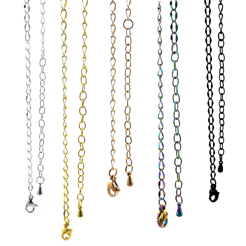 3mm 55cm+5cm extra chains water ripple chains tainless steel rainbow ...