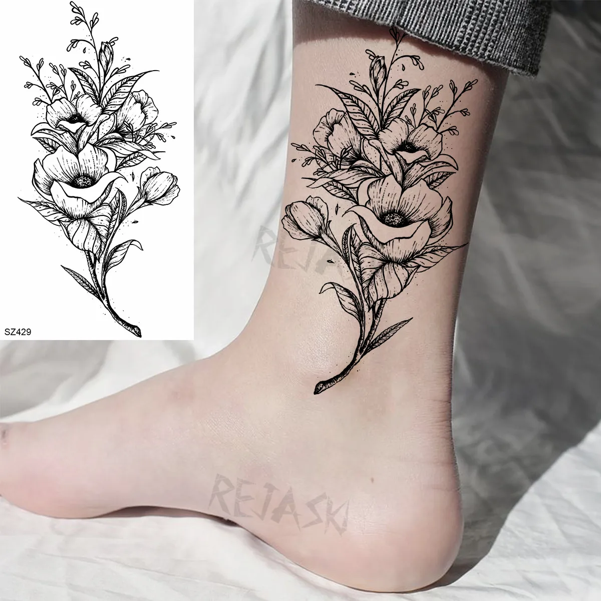 Flower Tattoos On Foot And Ankle