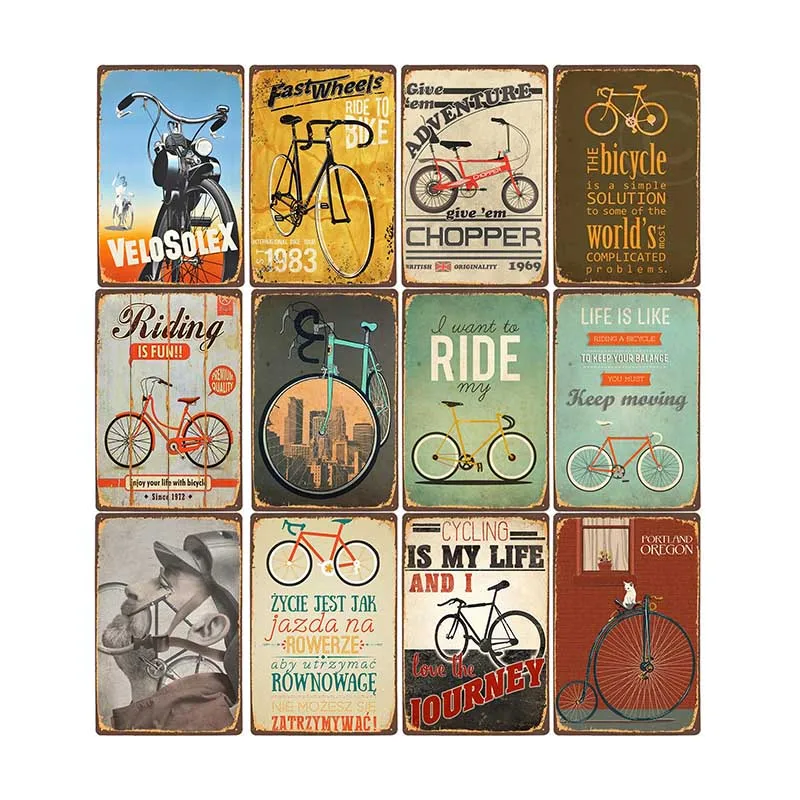 Ride Bicycle Metal Signs Vintage Riding Bike Retro Poste Bar Pub Club ...