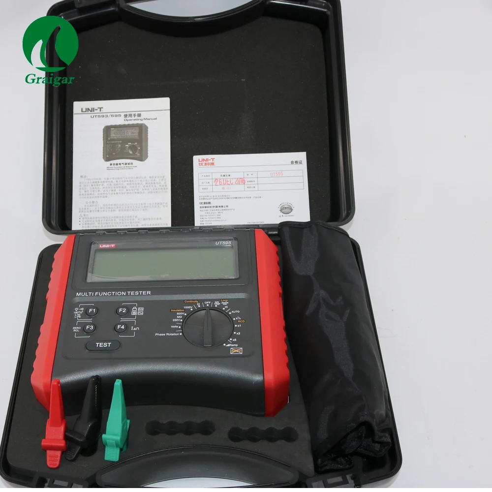 Uni T Ut595 디지털 Rcd 테스터 다기능 루프 테스터 접지 라인 루프 임피던스 테스터 절연 저항 측정기tool