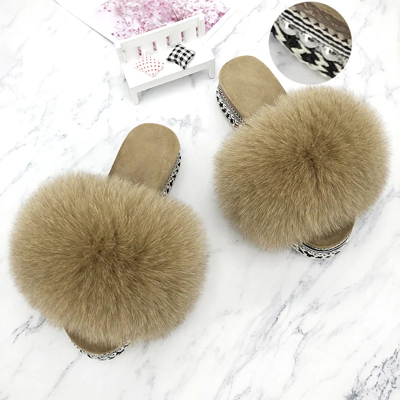 Fur Slides Summer Rivets Platform Sandals Ladies Sandals Outdoor Real ...