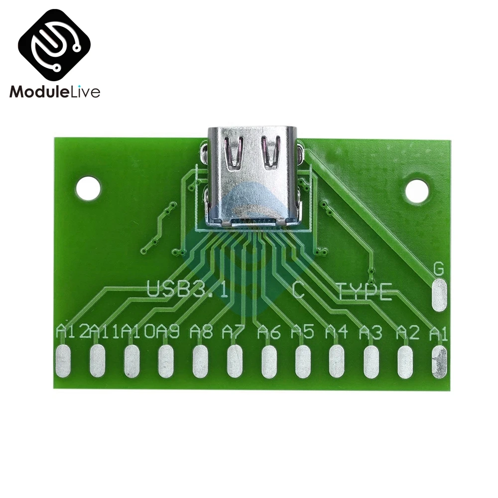Type-C-USB-3-1-Female-Head-Connector-Adapter-board-PCB-board-24P-base ...