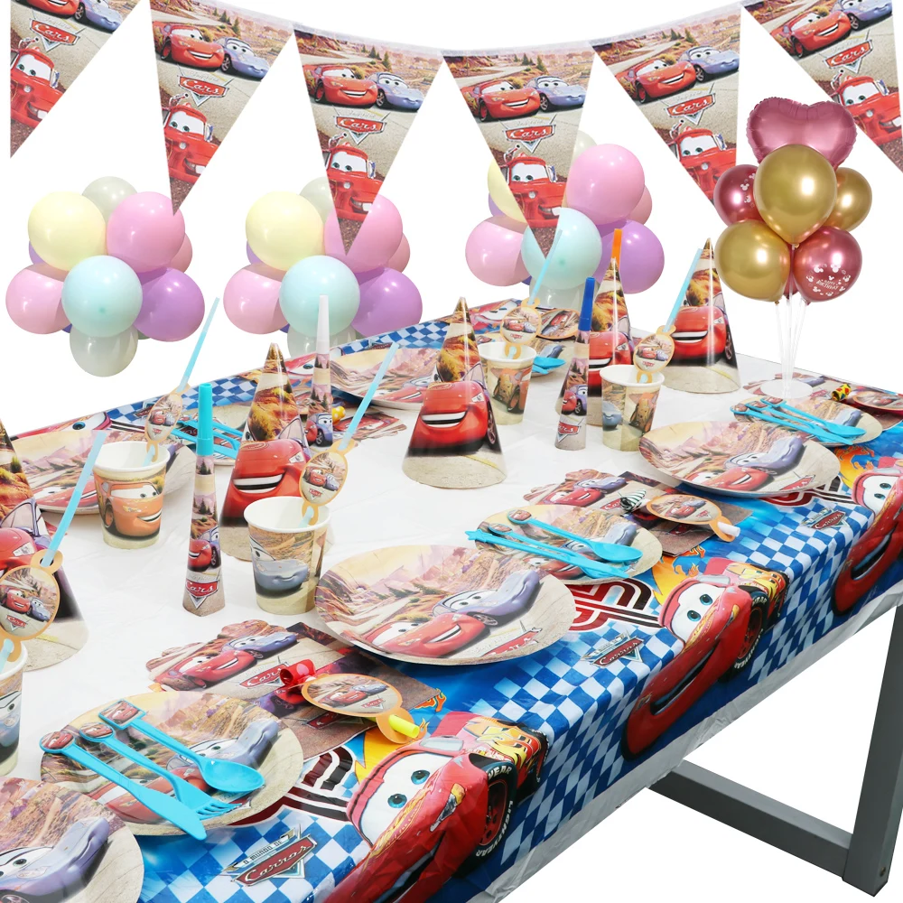 Racing Theme Cartoon Cars Lightning McQueen Birthday Party Disposable ...
