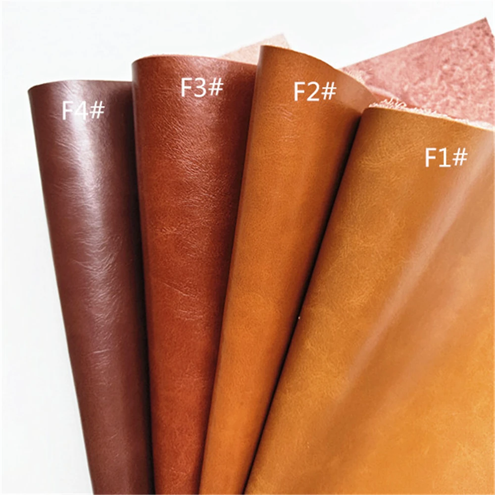 4 Colors Natural Cow Skin Leather With Wax For Handwork Leather Fabric ...