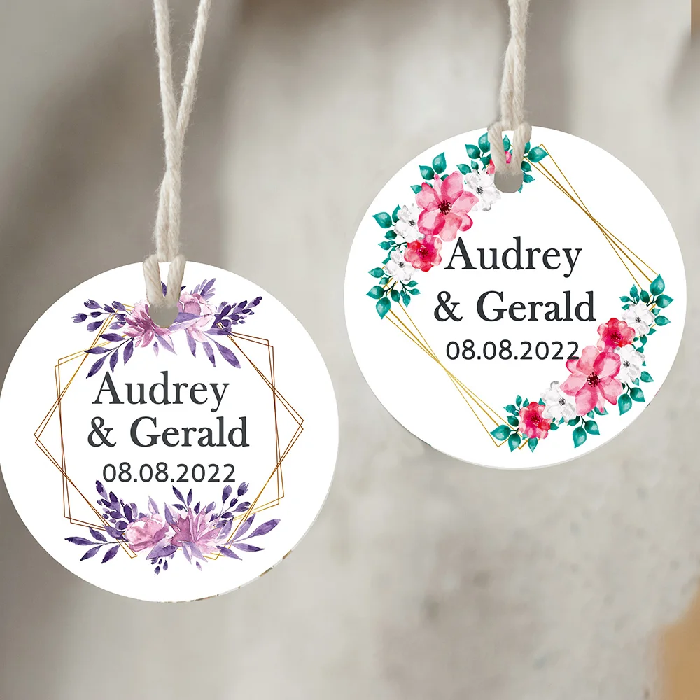 100-PCS-Set-Custom-Favor-tags-Personalized-Circle-Wedding-Tags-With ...