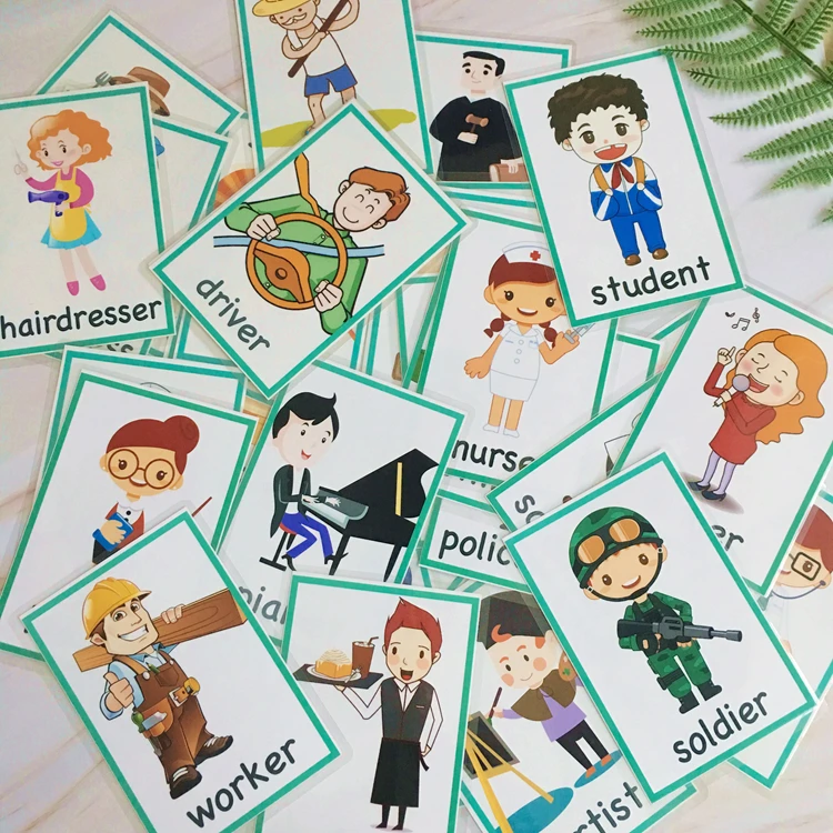 32pcs Kids English Flash Card Job Occupation Class Word Card Early ...