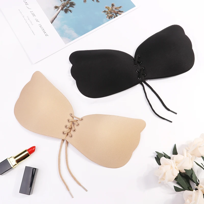 Seamless Self Adhesive Fly Bra Strapless Push Up Bra Wireless Stick On ...