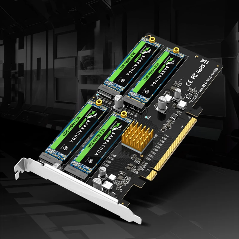 MAIWO PCIe 3.0 X16 to M.2 NVME SSD 어댑터, 컴퓨터 서버 워크스테이션용, RAID 어레이 카드 라이저 ...