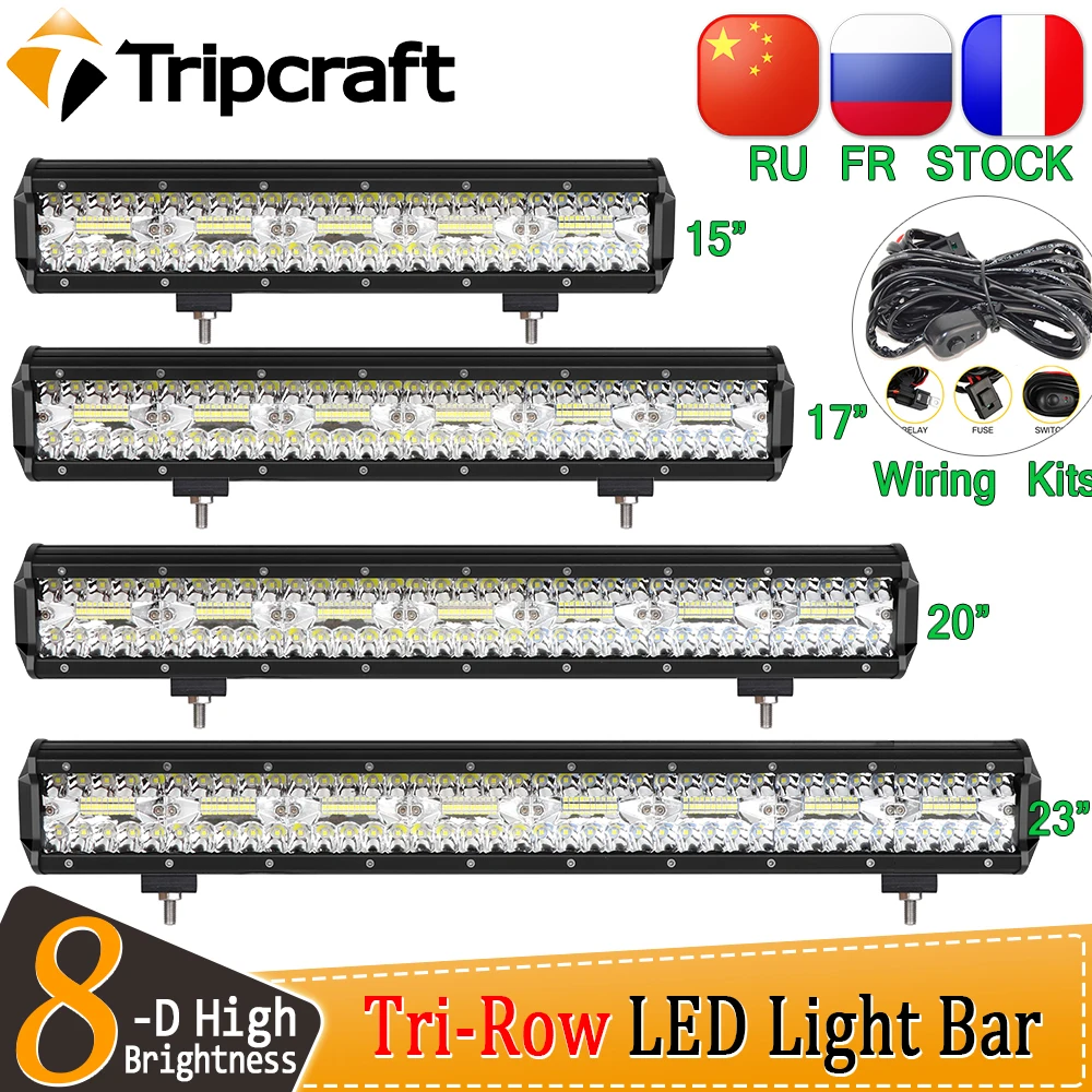 Tripcraft 3Rows LED Bar 15/17/20/23 inch Tri row LED Light Bar combo ...