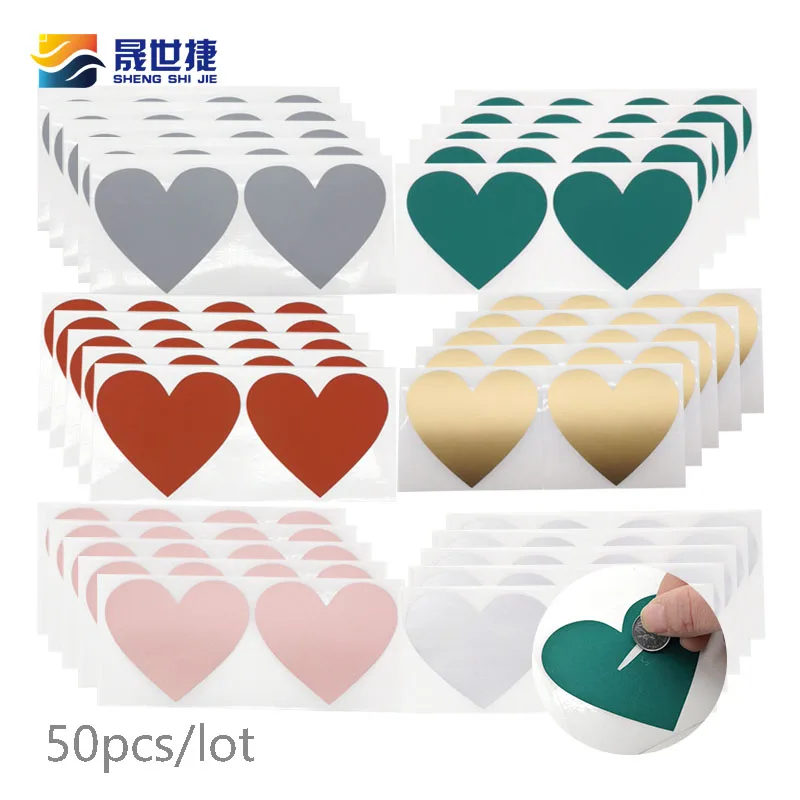 Heart Shaped Rose Gold Scratch Stickers | Stickers Scratch Love ...