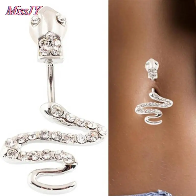 14G-316L-surgical-steel-bar-Nickel-free-Retail-Snake-belly-button-ring ...