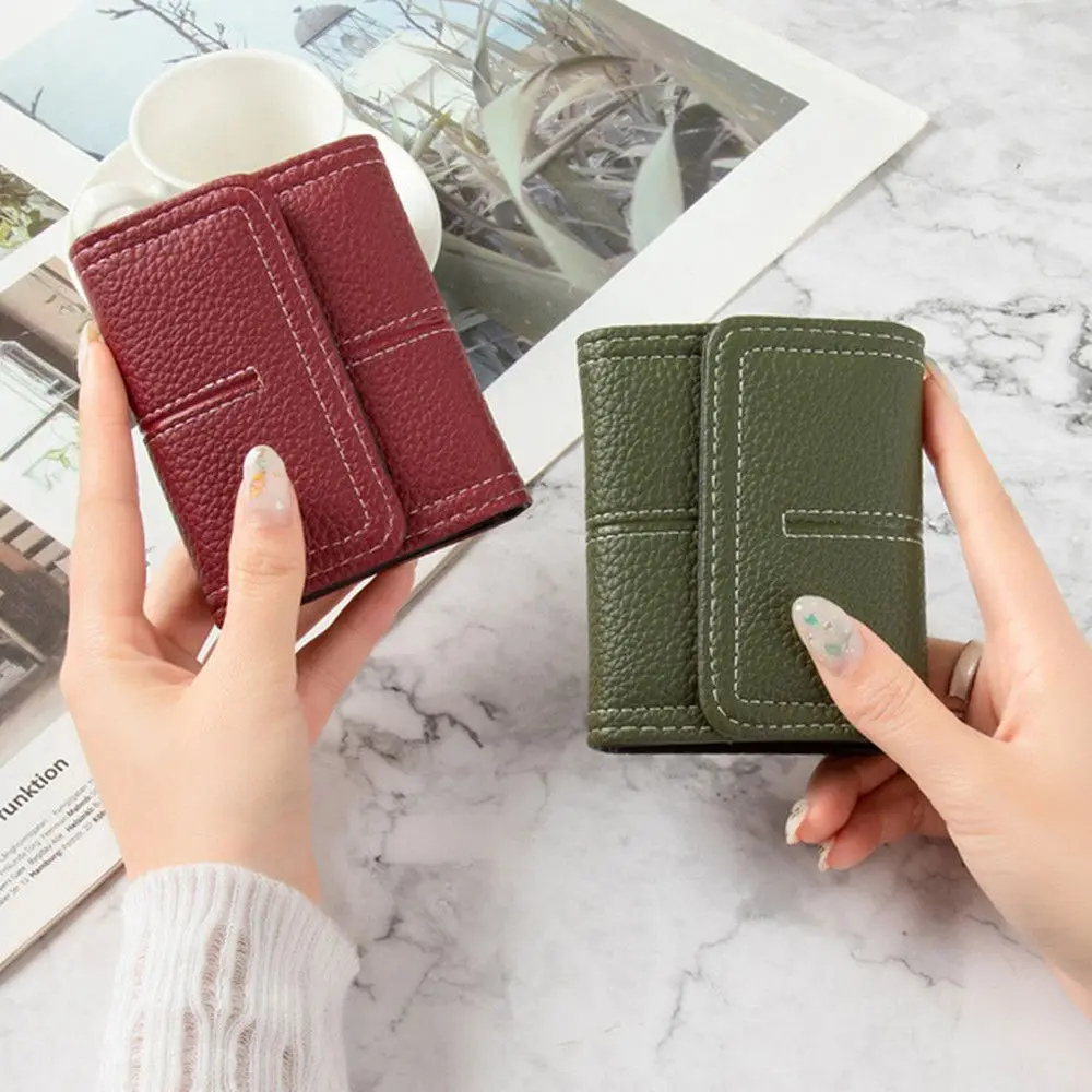 Women Short Wallet 2022 PU Leather Expanding Credit Card Holder Multi ...