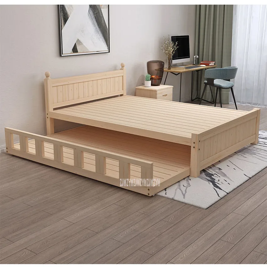 1.2X2M Single Person Wood Bed With 1x1.86M Drawer Type Pull-out Bed ...