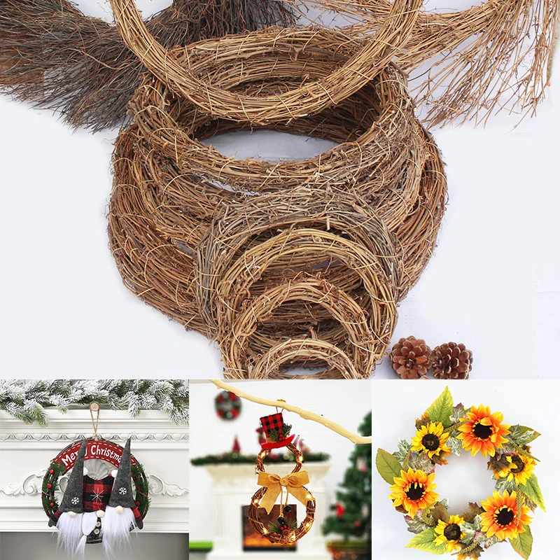Home Decor Christmas Rattan Wreath Garland 6/8/15/20/25/30cm Diy Wreath ...