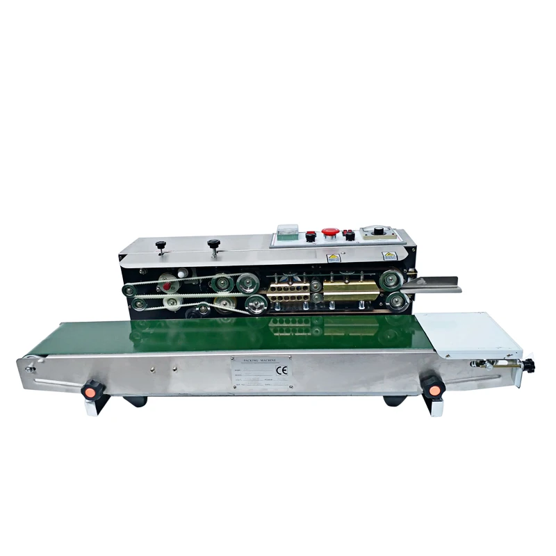 High speed table top continuous band sealing machine with ink roller ...