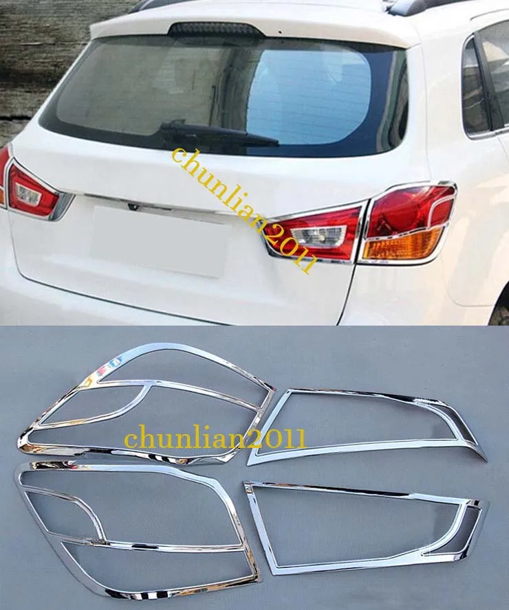 Chrome Abs Rear Tail Light Lamp Cover Trim For 2013-2020 Mitsubishi ...