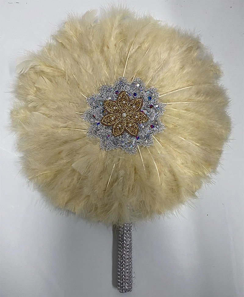 2021 New Design African White Feather Big fan ladies wedding feather ...