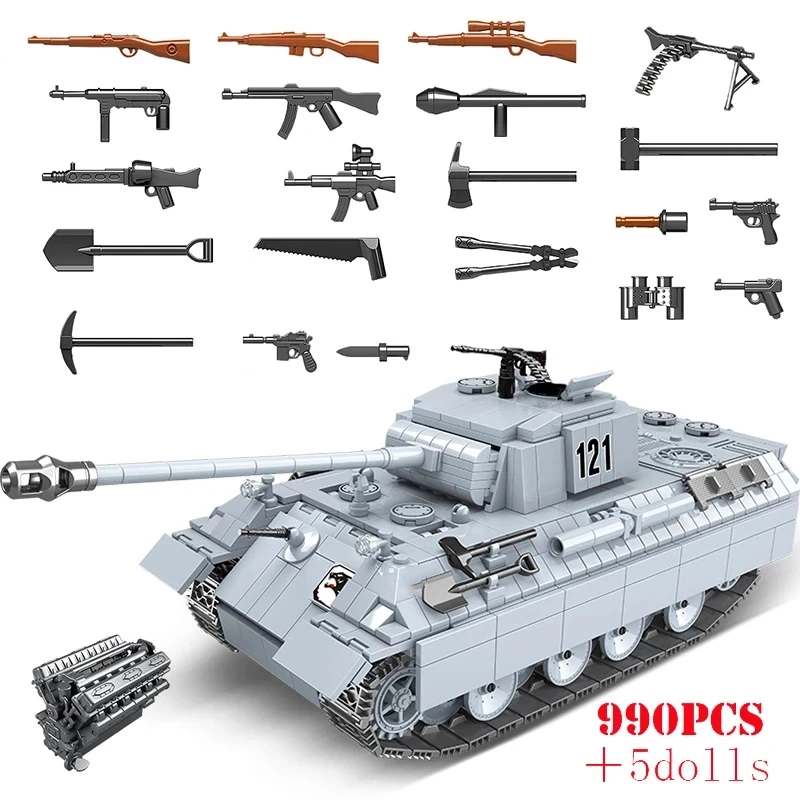 Military German Panther 121 King Tiger Tank Building Blocks Ww2 Army ...