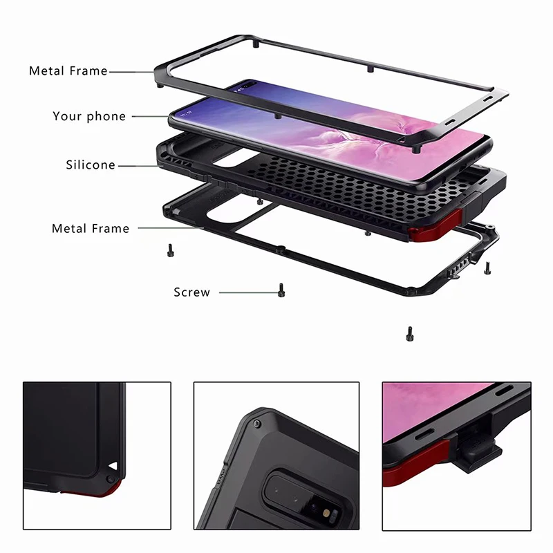 Funda de teléfono de aluminio y Metal de alta resistencia para Samsung S10 Plus, S10E, S9, S8 ...
