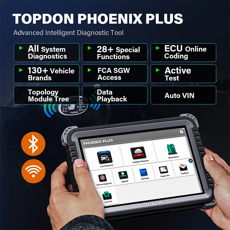 Professional Car Diagnostic Tools TOPDON Phoenix Plus OBD2 Scanner ECU ...