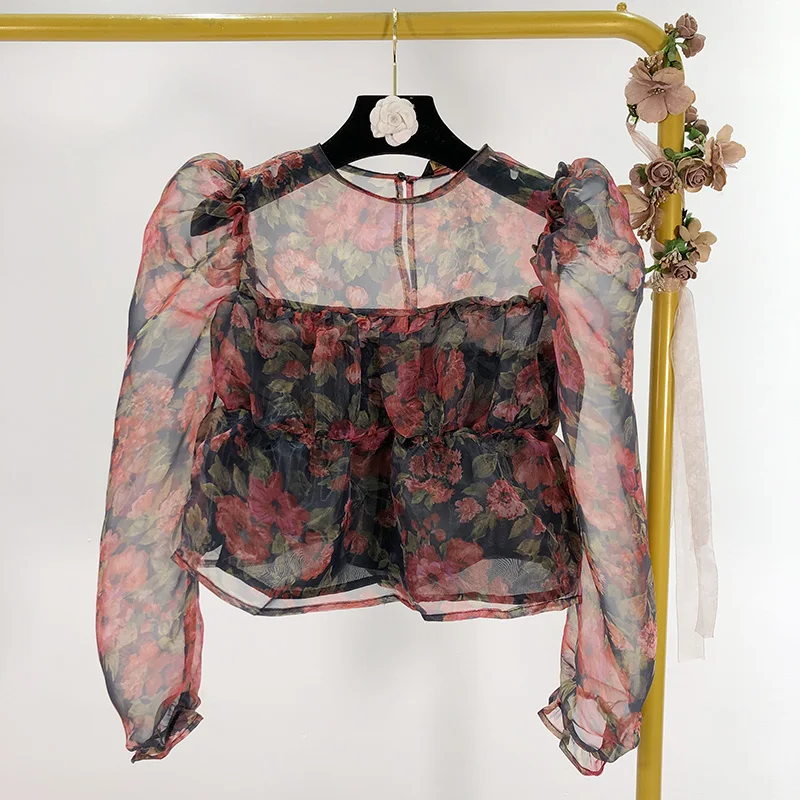 Blusas coreanas elegantes con estampado de flores para Mujer, Blusas de ...
