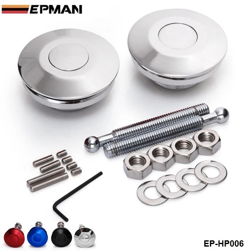Universal Push Button Billet Hood Pins Lock Clip Kit Car Quick Latch Ep ...