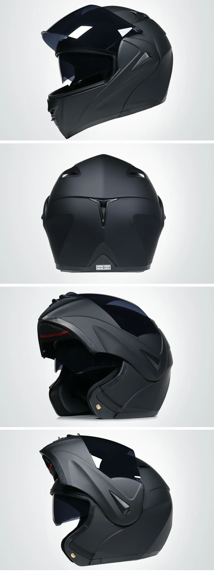 Motorcycle Dual Visor Helmet Modular Flip Up Racing DOT Approved Moto ...