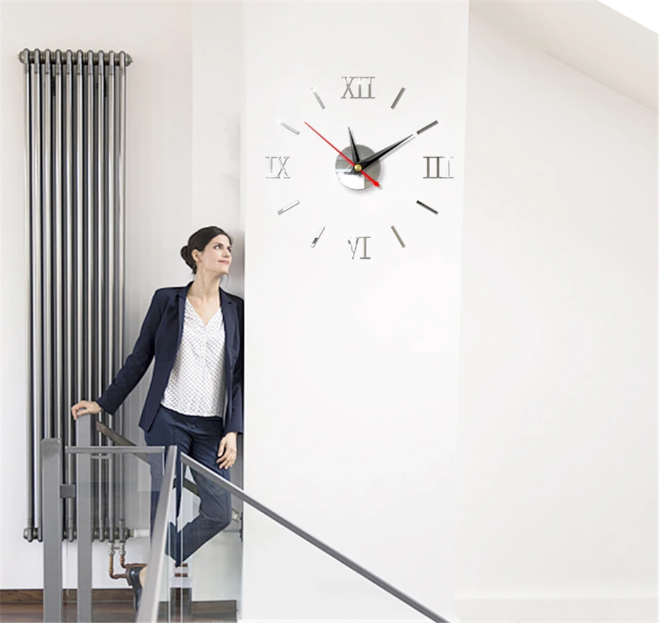 Home-Decoration-Acrylic-Wall-Clock-3D-Diy-Mirror-Stickers-Living-Room ...