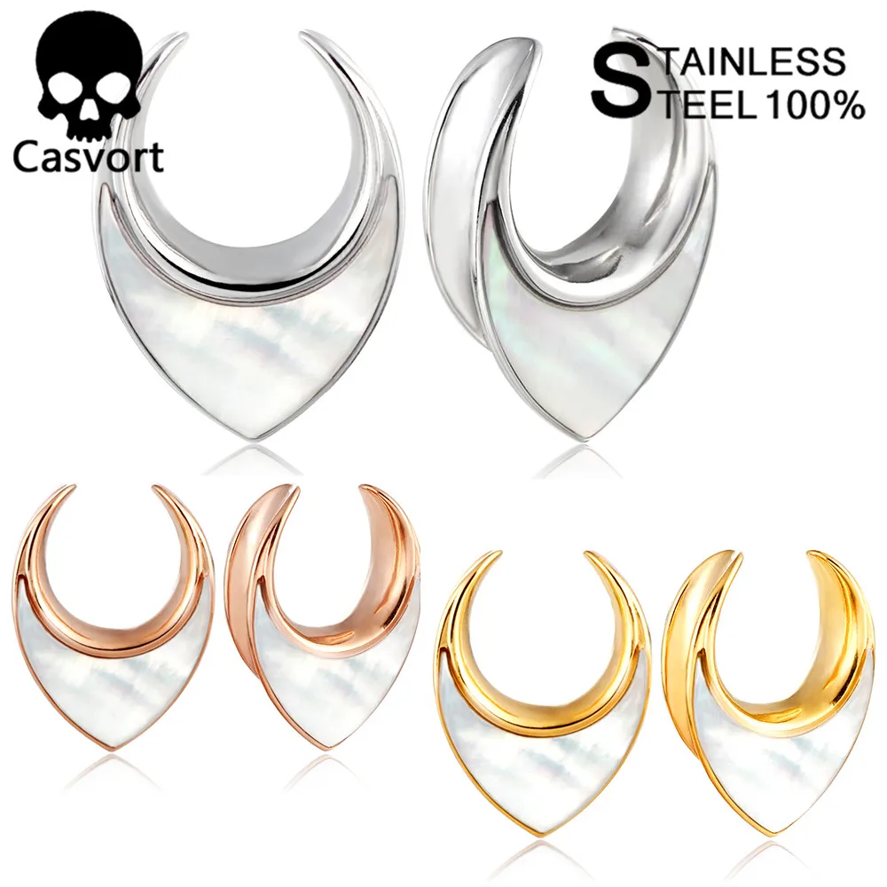 Casvort 2PCS Saddle Conch Shell Ear Gauges Plugs Tunnels Stretcher ...