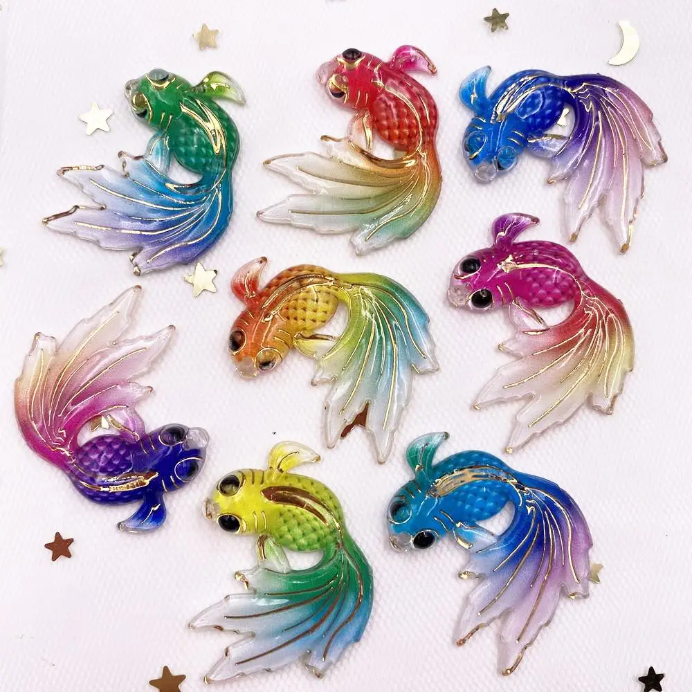 New-8pcs-Resin-Shiny-Colorful-Goldfish-Buttons-Flatback-Rhinestone ...