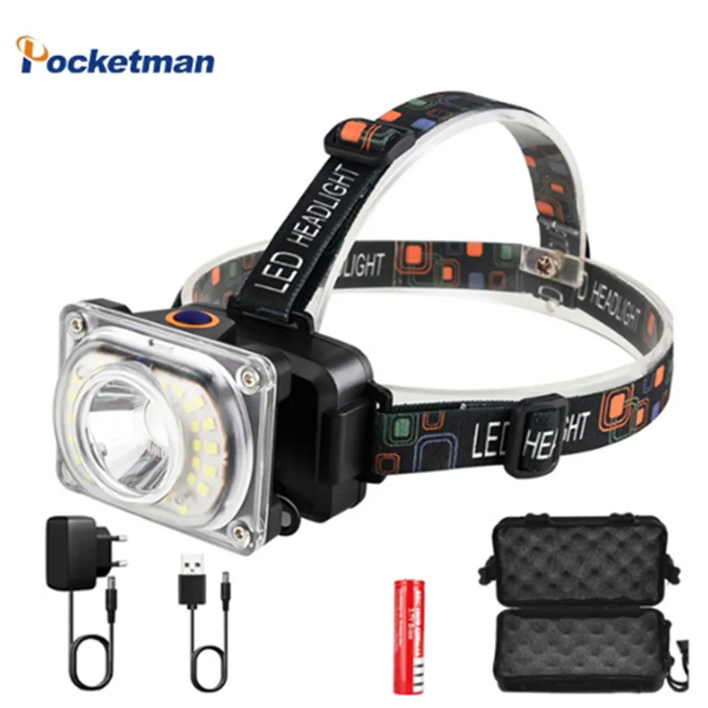 Linterna frontal LED potente T6, 4 velocidades, recargable vía USB ...