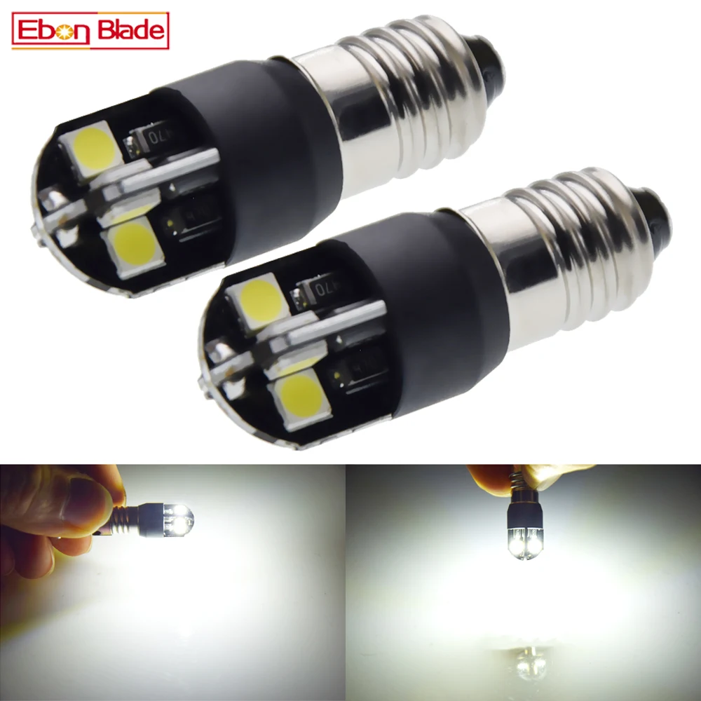 2pcs E10 Screw Base Led Bulb Light 1447 3030 8smd 6000k White For ...