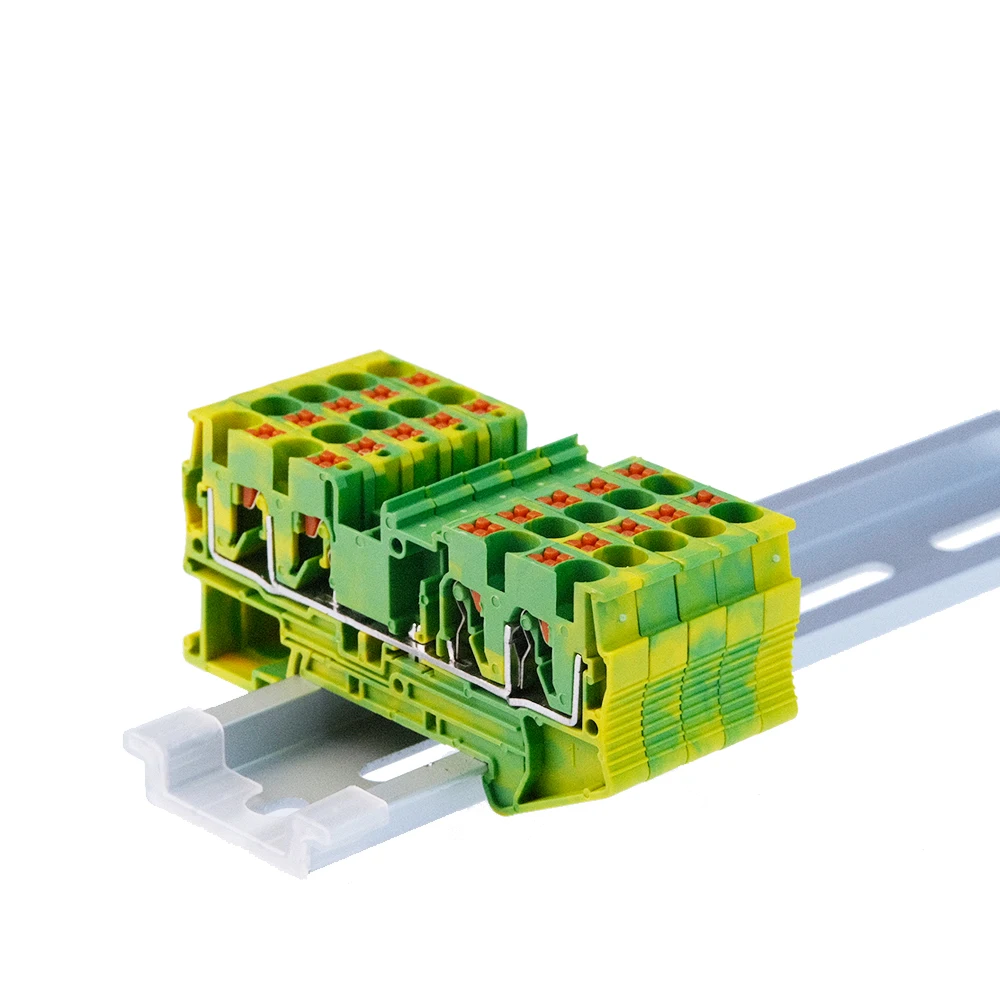 Din Rail Ground Terminal Blocks 10Pcs PT4 QUATTRO PE Spring Feed ...
