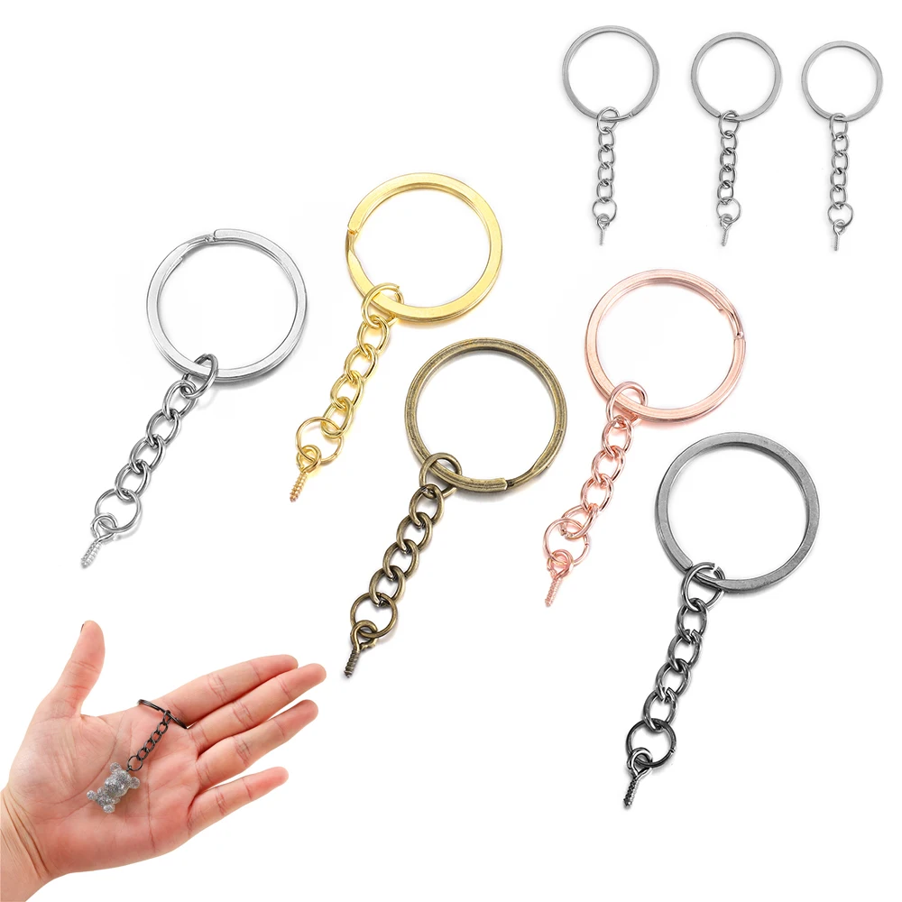 10-20pcs-lot-25-28-30mm-Metal-Blank-Key-Chain-Ring-With-Screw-Eye-Pin ...