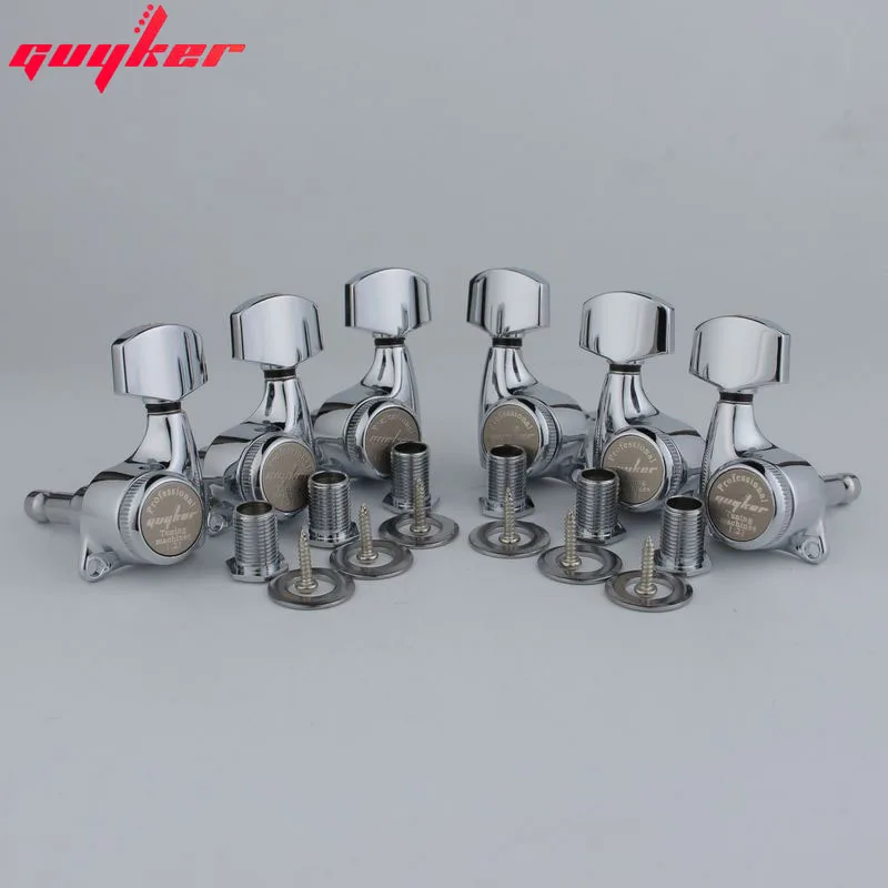 GUYKER Chrome Guitar Locking Tuners Machine Heads Tuners 3R3L Gear ...