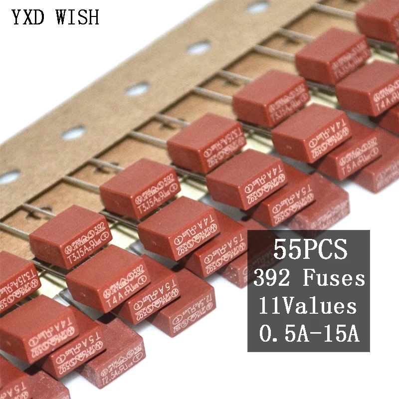 55pcs/Set 392 Square Plastic Fuse Assortment Kit 0.5A 1A 2A 2.5A 3.15A ...
