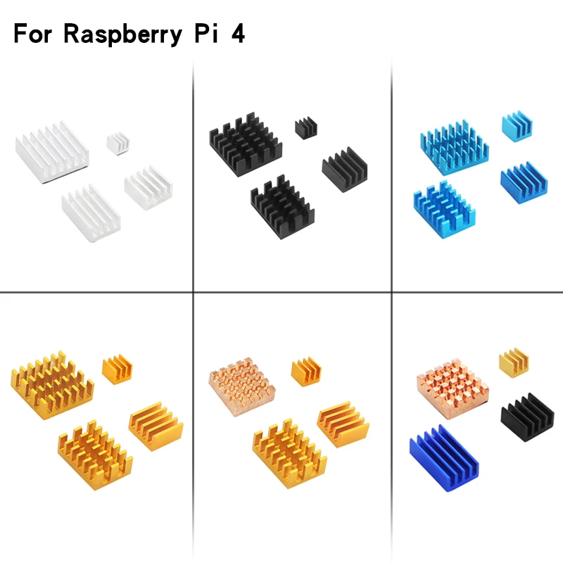 Raspberry pi 4 modelo b 4 pçs alumínio dissipador de calor prata preto ...