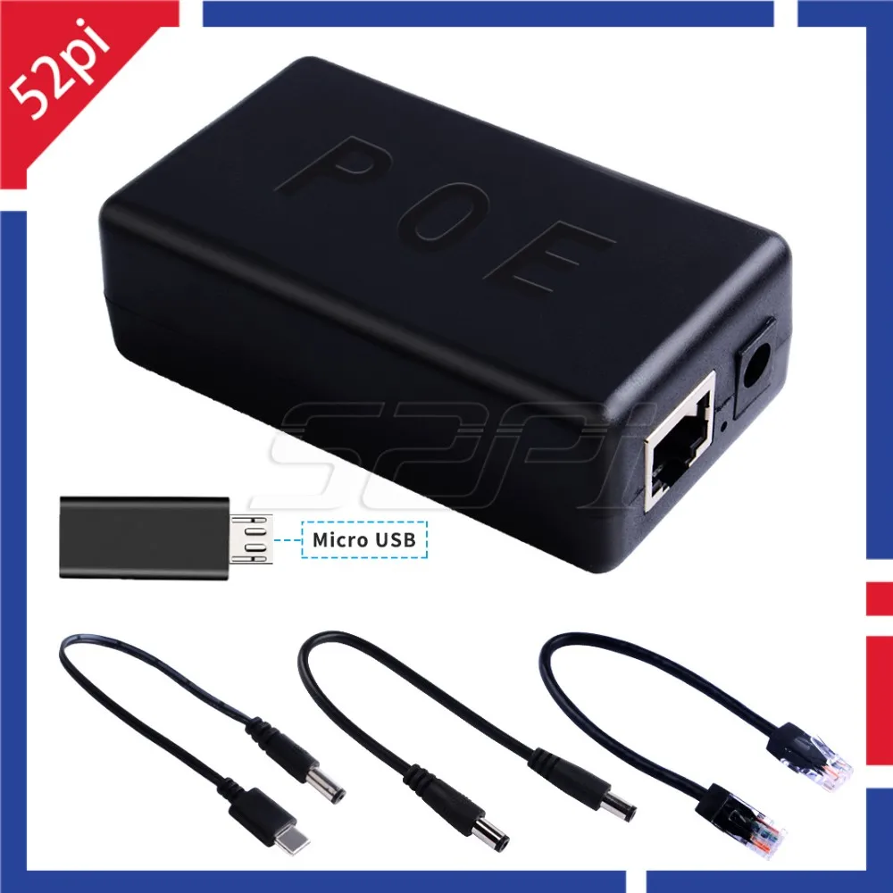 52Pi Gigabit Raspberry Pi 4 ( Model B ) / 3B+ Active PoE Splitter USB ...