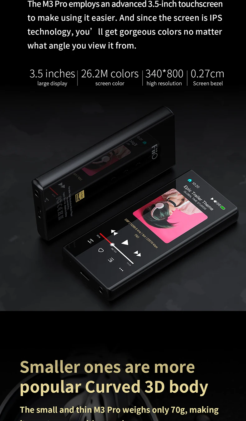 FiiO M3Pro MP3 Player 3.5inch Full Touchscreen HiFi Lossless Sound ...
